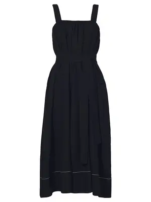 Proenza Schouler White Label Belted Flared Midi Dress - Black