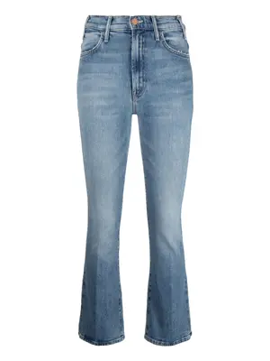 MOTHER MOTHER Cropped High-Rise Flare Jeans