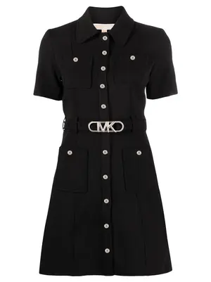Michael Kors Belted Shirt Dress - Black