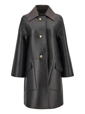 FERRAGAMO Textured Nappa-leather Coat - Black