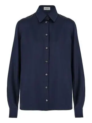 FERRAGAMO Satin Button-up Shirt - Blue