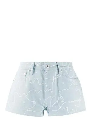 Off-White Puzzle Denim Shorts - Blue White