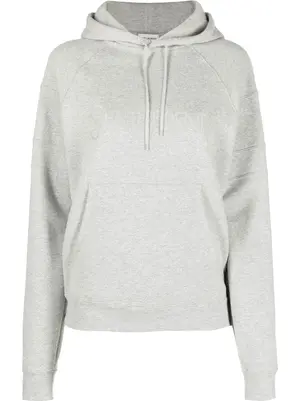 Saint Laurent Embroidered Logo Hoodie - Grey