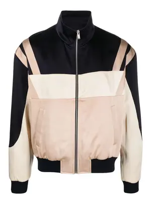 Saint Laurent Panelled Zip-up Bomber Jacket - Neutrals