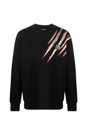 PLEIN SPORT Scratch-print Crew Neck Sweatshirt - Black