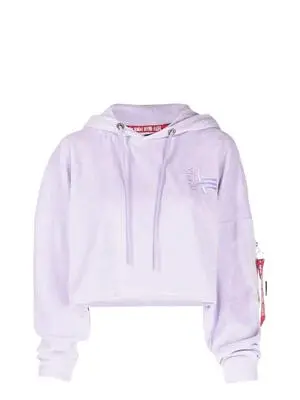 Alpha Industries Cropped Velvet Hoodie - Purple