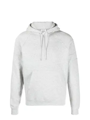 Saint Laurent Embroidered-logo Cotton Hoodie - Grey