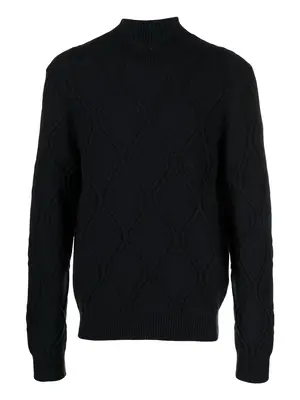 Corneliani Cable-knit Turtleneck Jumper - Blue