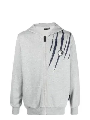 PLEIN SPORT Scratch-print Zipped Hoodie - Grey