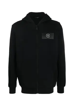 PLEIN SPORT Logo-print Zip-up Hoodie - Black