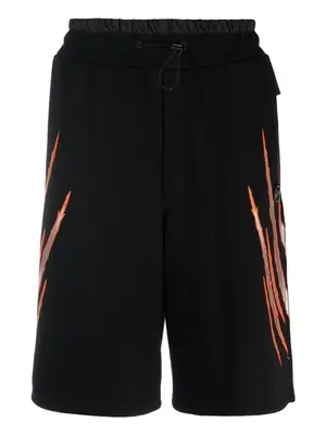 PLEIN SPORT Scratch-print Track Shorts - Black