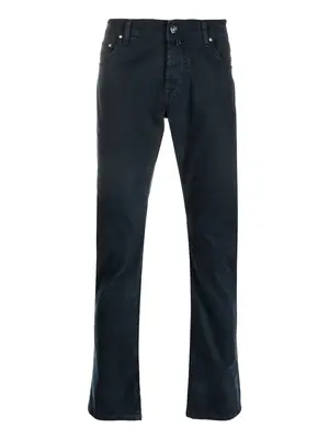 Jacob Cohen Five-pocket Straight-leg Trousers With Scarf Detail - Blue