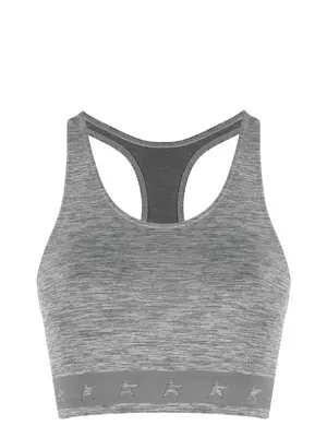GOLDEN GOOSE Logo Underband Racerback Crop Top - Grey