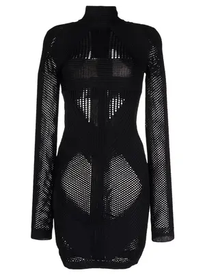 Balmain Perforated Knit Dress - Black