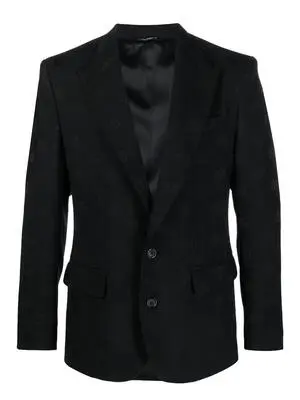 Dolce & Gabbana Logo-jacquard Single-breasted Blazer - Black
