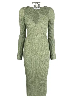 Simkhai Crossover Strap Bodycon Midi Dress - Green