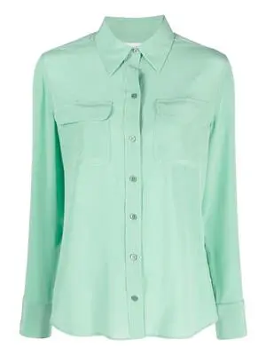 Equipment Long-sleeve Silk Shirt - Green