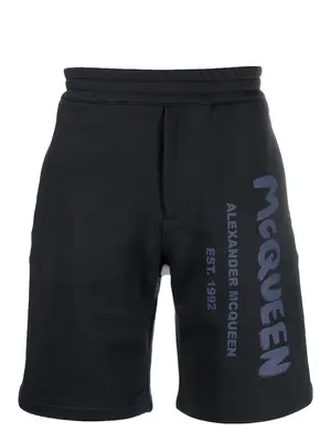 Alexander McQueen Graffiti-print Track Shorts - Blue