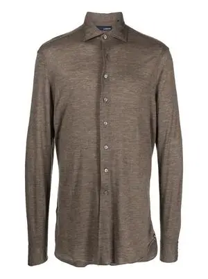 LARDINI Button-front Long-sleeved Polo Shirt
