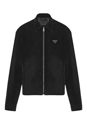 Prada Triangle-logo Velvet Blouson Jacket - Black