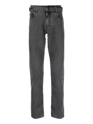 Off-White Belted Straight-leg Jeans - Grey