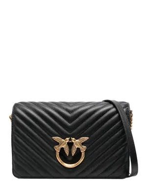 Pinko Classic Click V-quilted Love Bag - Black