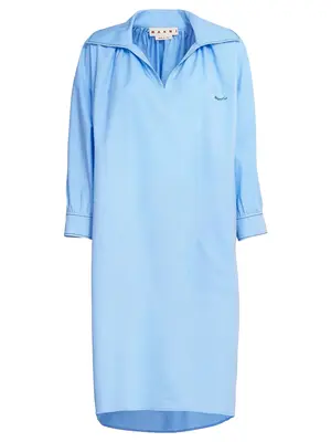 Marni Logo-embroidered Long-sleeve Dress - Blue