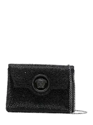 Versace La Medusa Crystal Envelope Clutch - Black