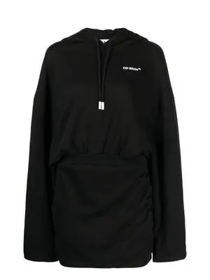 Off-White Logo-Embroidered Cotton Hoodie Black