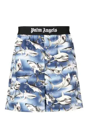 Palm Angels Shark-print Shorts - Blue