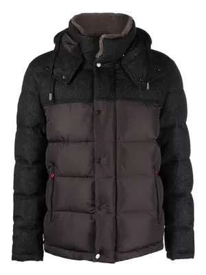 Kiton Hybrid Hooded Puffer Jacket - Black