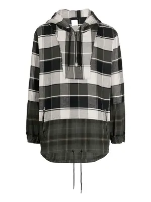 Alchemist Check-print Long-sleeve Hoodie - Black