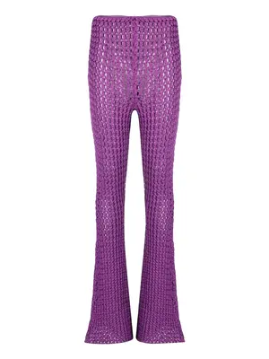 Moschino Crochet-knit Flared Trousers - Purple