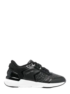 Calvin Klein Leather Monogram Sneakers - Black
