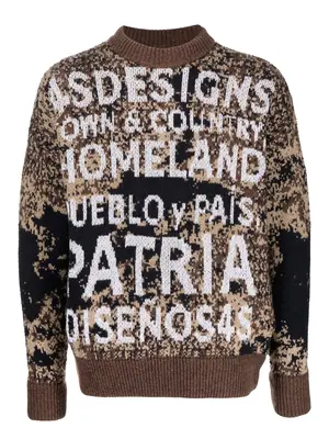 4SDESIGNS Intarsia Knit Sweatshirt - Brown