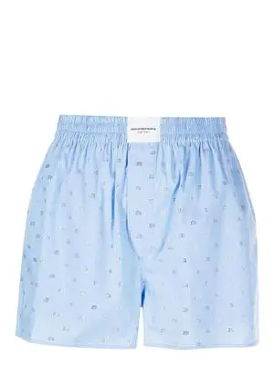 Alexander Wang Logo Jacquard Pinstriped Short Shorts - Blue