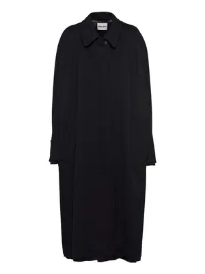 Miu Miu Single-breasted Mid-length Coat - Black