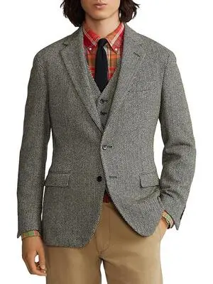 Polo Ralph Lauren Soft Herringbone Sport Coat - Black/cream