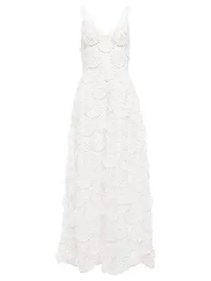Elie Saab Floral Appliqué Gown - White