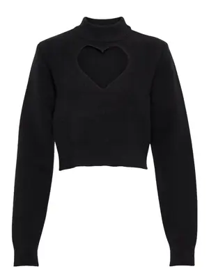 Alaïa Keyhole Virgin Wool Cropped Sweater - Black
