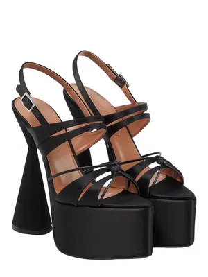 D'ACCORI Belle Satin Platform Sandals - Black