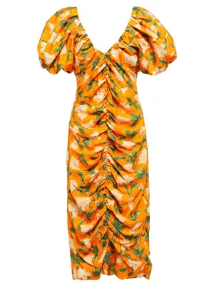 Agua Bendita Camelia Sabanero Dorado Midi Dress - Orange