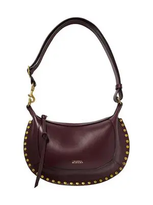 Isabel Marant Oskan Moon Studded Shoulder Bag Burgundy
