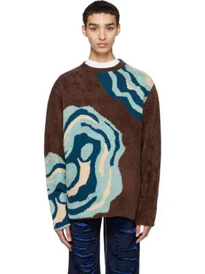 THE ELDER STATESMAN Intarsia Knit Sweater C562 Rst/pck/trk/khk