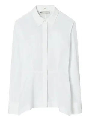 Tory Burch Peplum Cotton Poplin Shirt - White