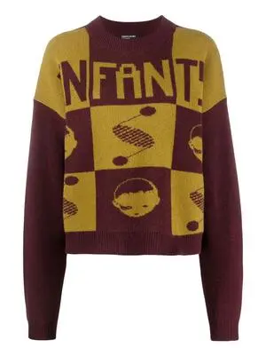 Enfants Riches Déprimés Intarsia Knit-logo Jumper - Red