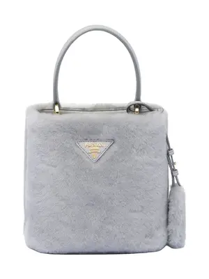 Prada Mini Shearling Panier Tote - Grey