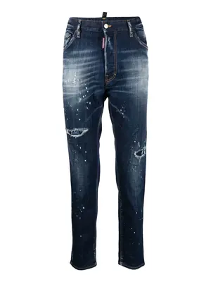 Dsquared2 Paint Splatter Skinny Jeans - Blue