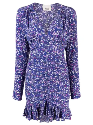 Isabel Marant Lara Floral-print Mini Dress - Blue