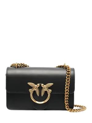 Pinko Love Birds Leather Shoulder Bag - Black
